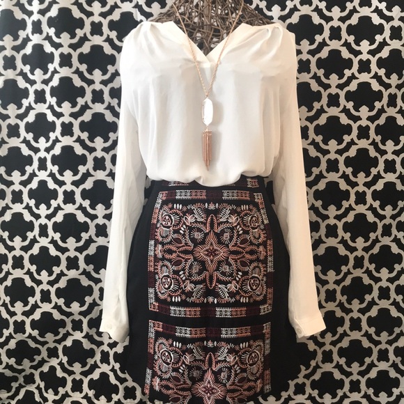 Francesca's Collections | Skirts | Francescas High Waisted Embroidered ...